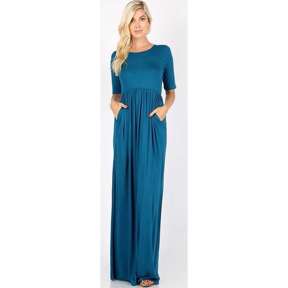 Dresses | Nwt Plus Size Teal Maxi Dress | Poshmark